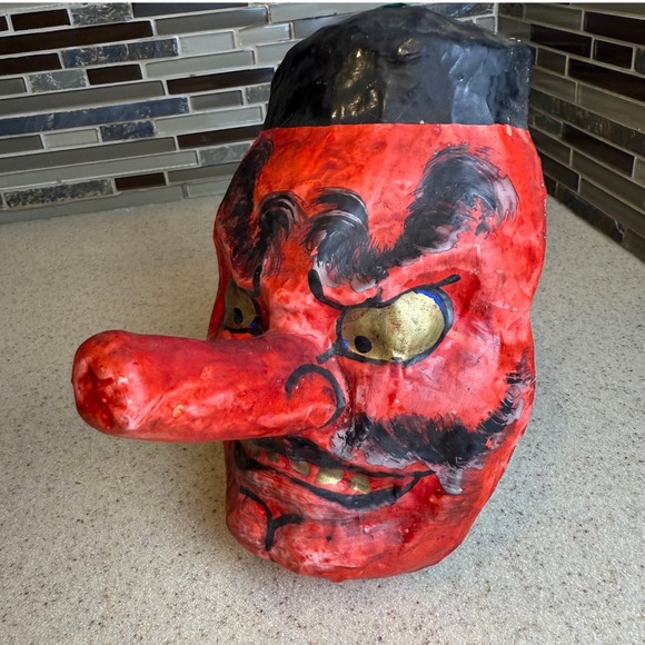 Handmade | Art | Vintage Japanese Hariko Tengu Mask Paper Mache Long ...